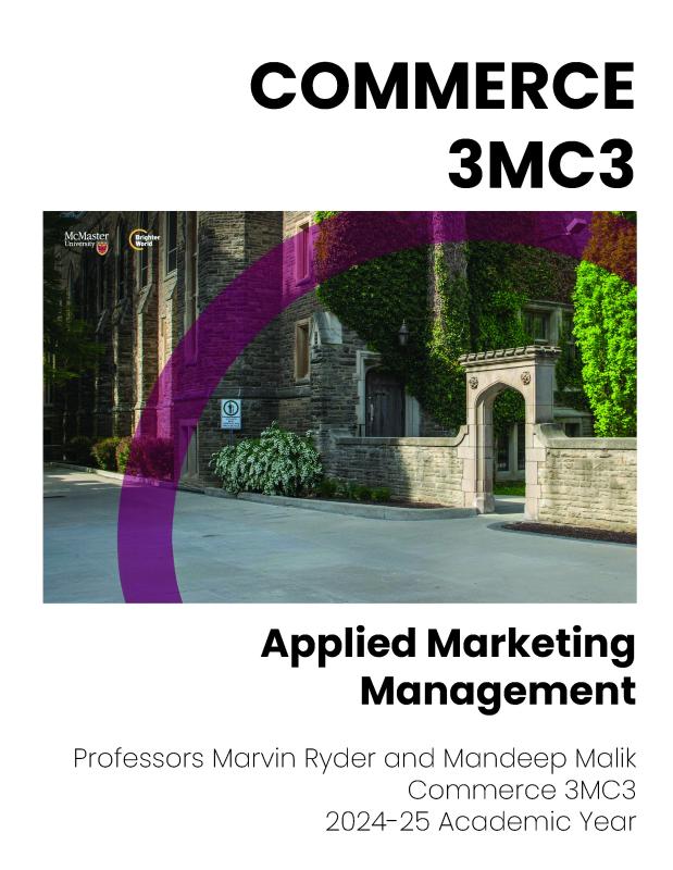 COMMERCE 3MC3 Applied Marketing Management Readings 2025-26 | McMaster ...
